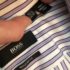 Hugo Boss | Shirts | Hugo Boss Mens Dress Shirtwhite Wpurple Stripes ...